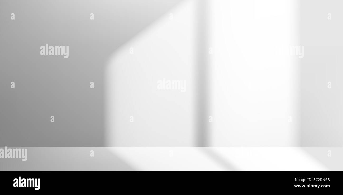 Window shadows play across white wall in gentle sunlight. Soft and ...