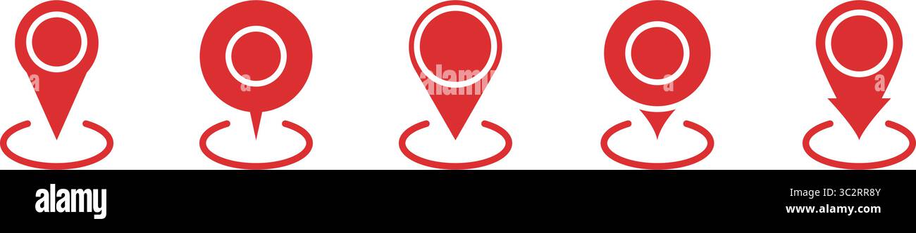 Geolocation Marker with Landing Target Solid Icon Set. Map Pin Location ...