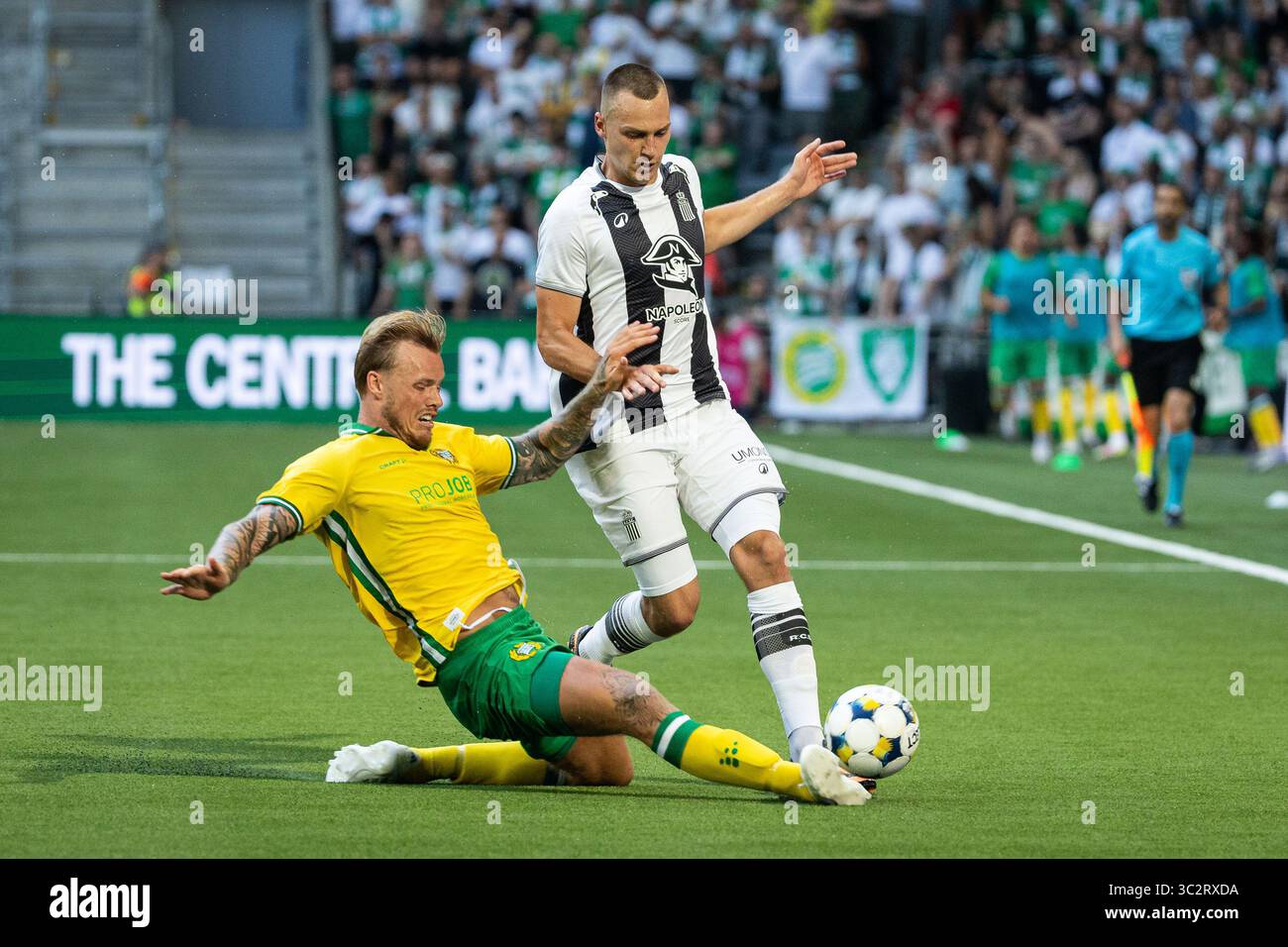 Victor Eriksson of Hammarby against Nikola Å tuliÄ¿ of Charleroi during ...