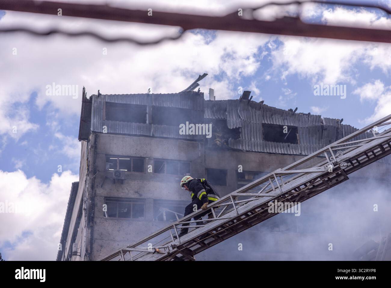 Emergency services respond after Russia struck a residential area with ...