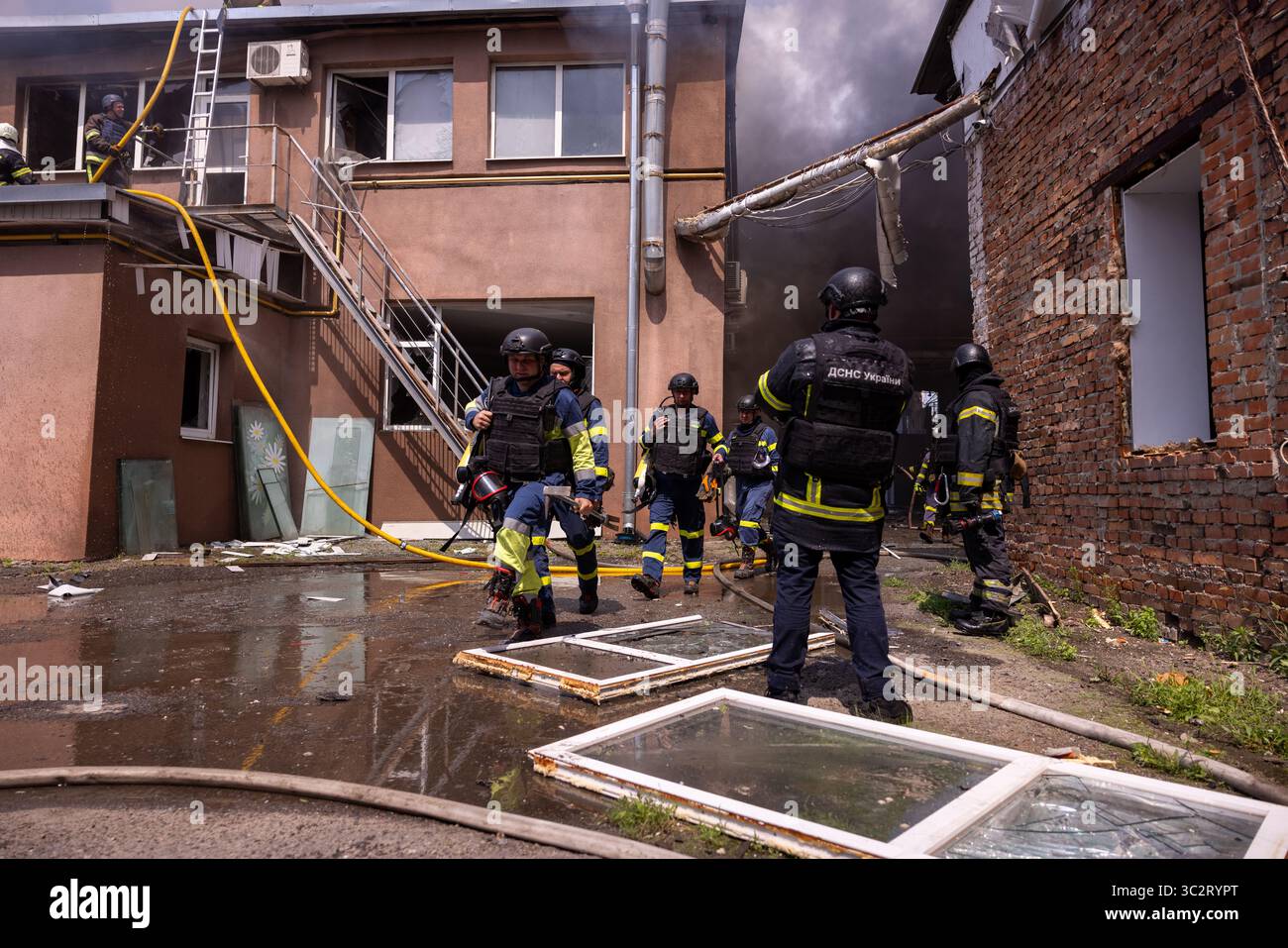 Emergency services respond after Russia struck a residential area with ...