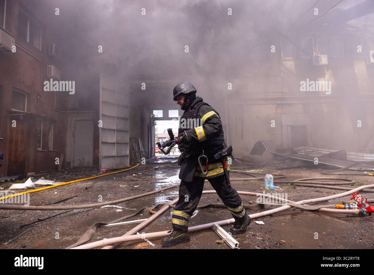 Emergency services respond after Russia struck a residential area with ...