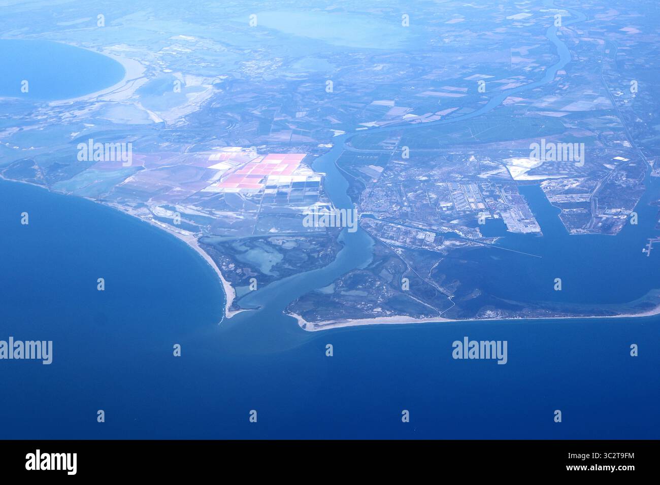 Aerial Coastal View with Rivers, Lands, and Ocean Surrounding ...