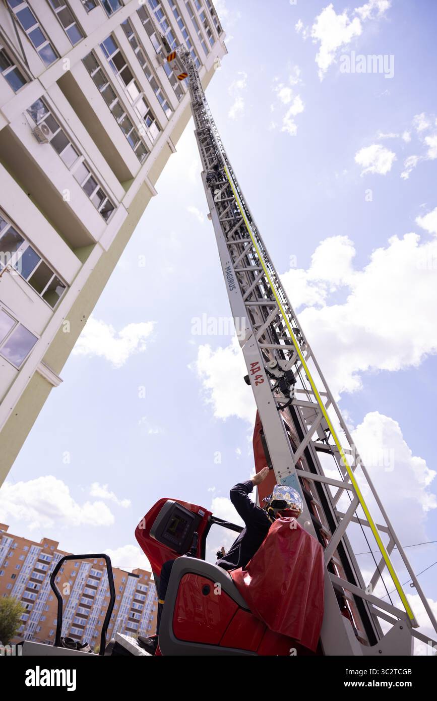 Emergency services respond after Russia struck a residential area with ...