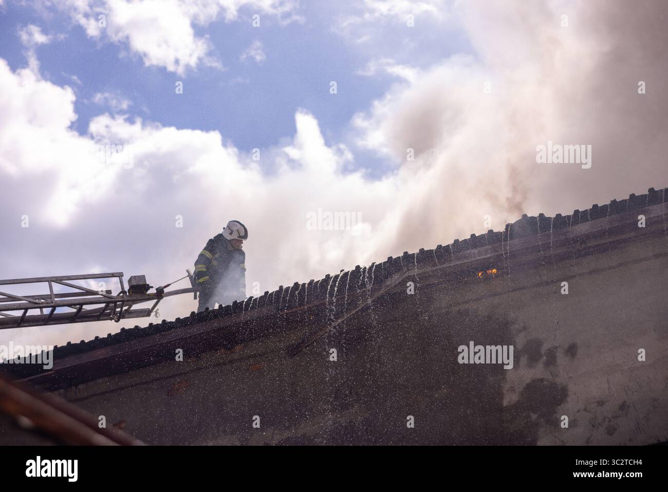 Emergency services respond after Russia struck a residential area with ...
