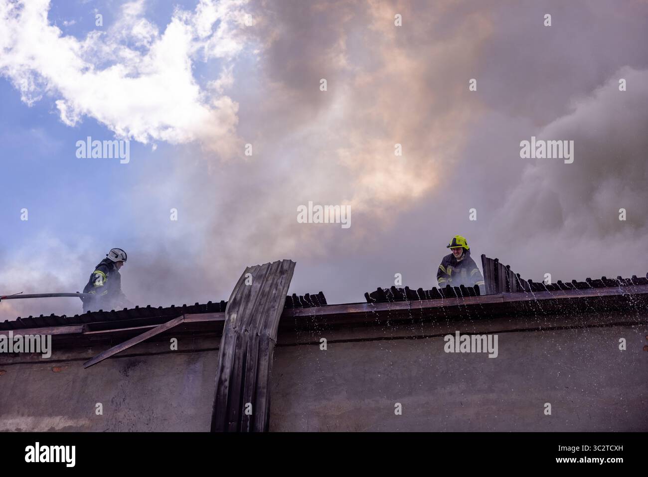 Emergency services respond after Russia struck a residential area with ...