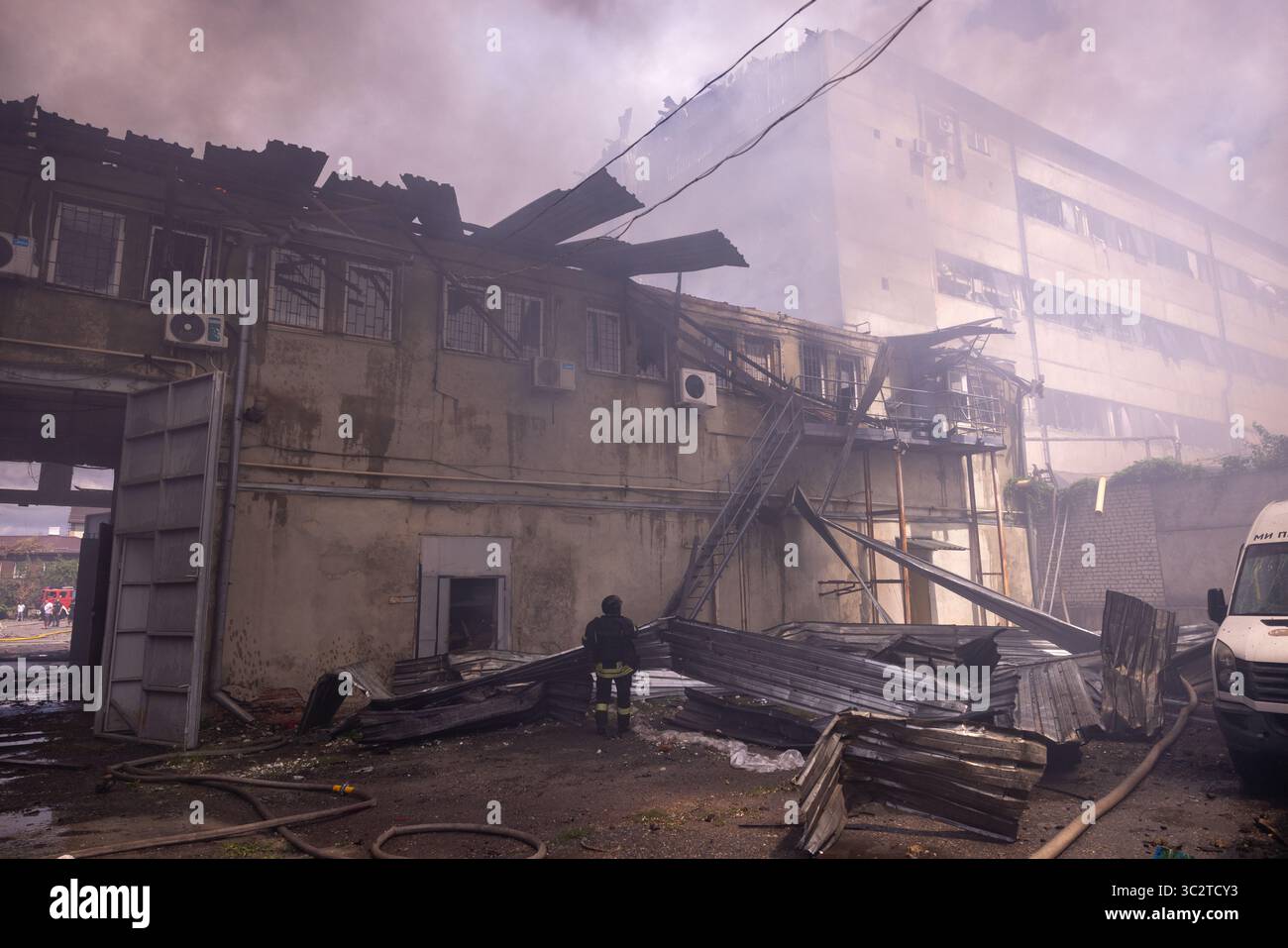Emergency services respond after Russia struck a residential area with ...
