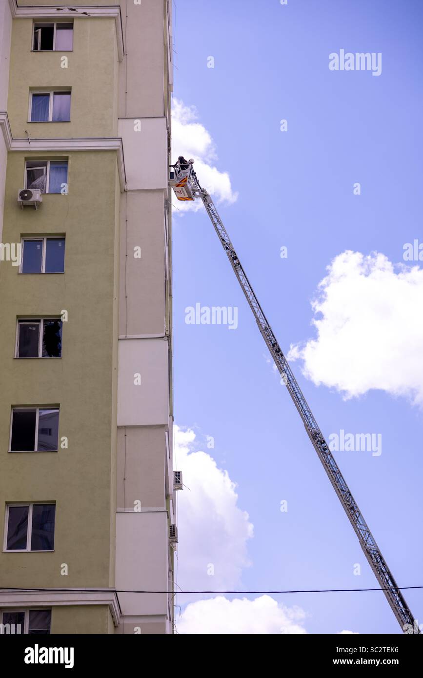 Emergency services respond after Russia struck a residential area with ...