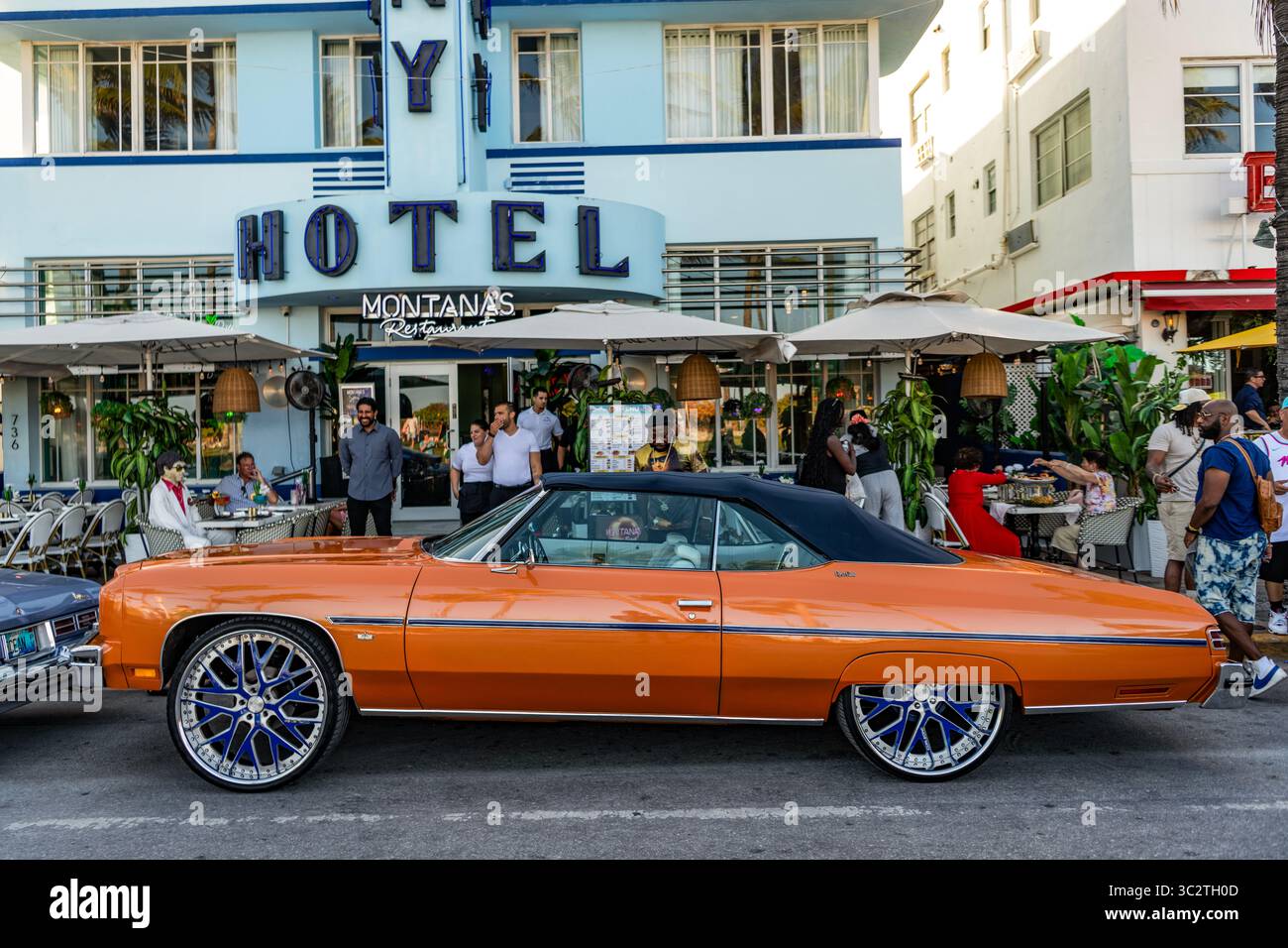 Miami, Florida, USA - April 07, 2025: Convertible retro car Chevrolet ...