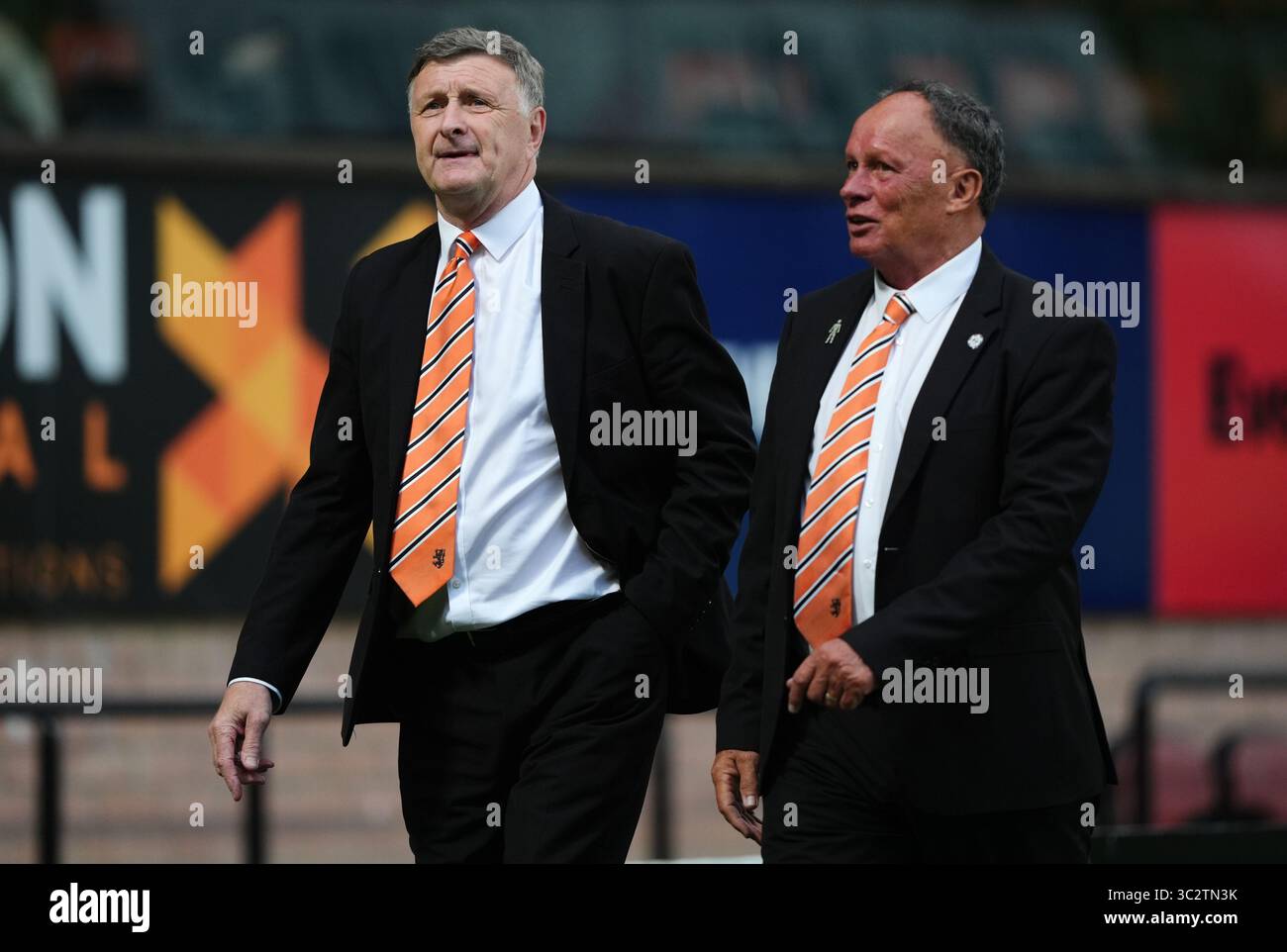 Former Dundee United players Paul Hegarty and John Holt during the UEFA Conference League Second ...