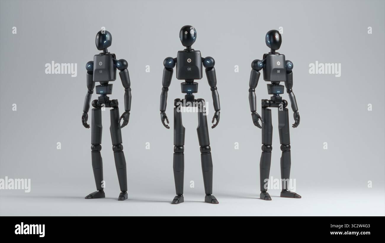 Futuristic Visualization of Group of Advanced High-Tech Humanoid Robots ...