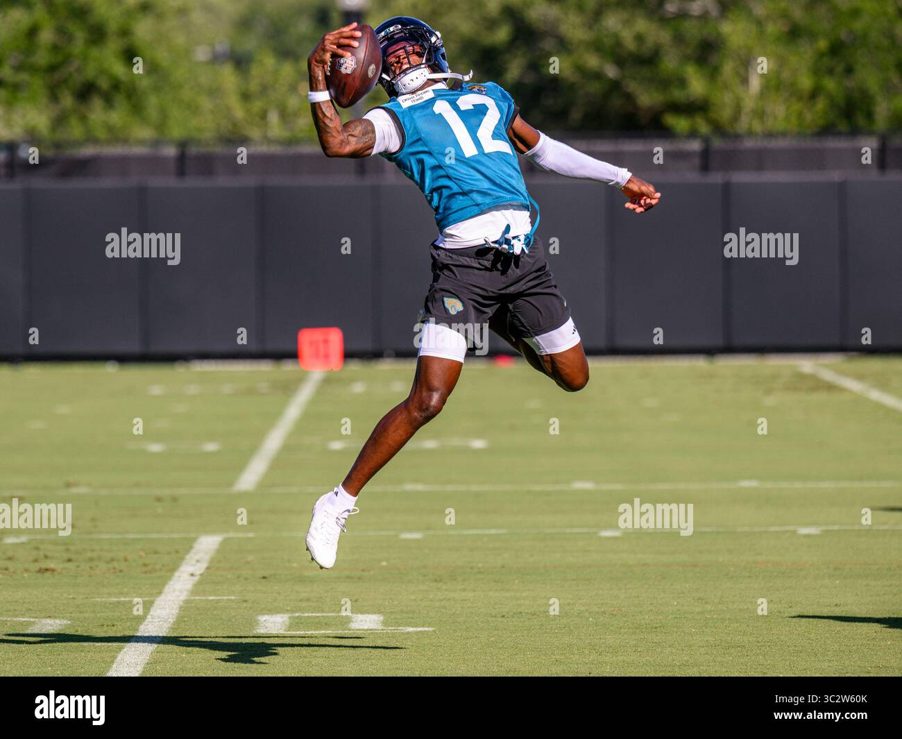 July 24, 2025: Jaguars WR/DB Travis Hunter (12) during training camp at ...
