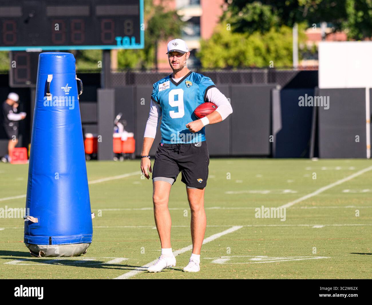 July 24, 2025: Jaguars punter Logan Cooke (9) during training camp at ...
