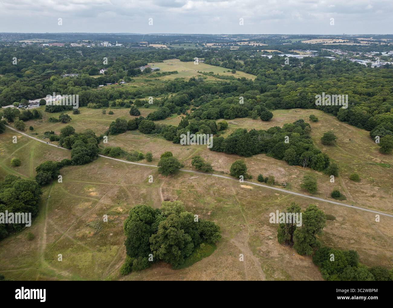 Aerial drone images of Whitewebbs Park in Enfield, North London ...