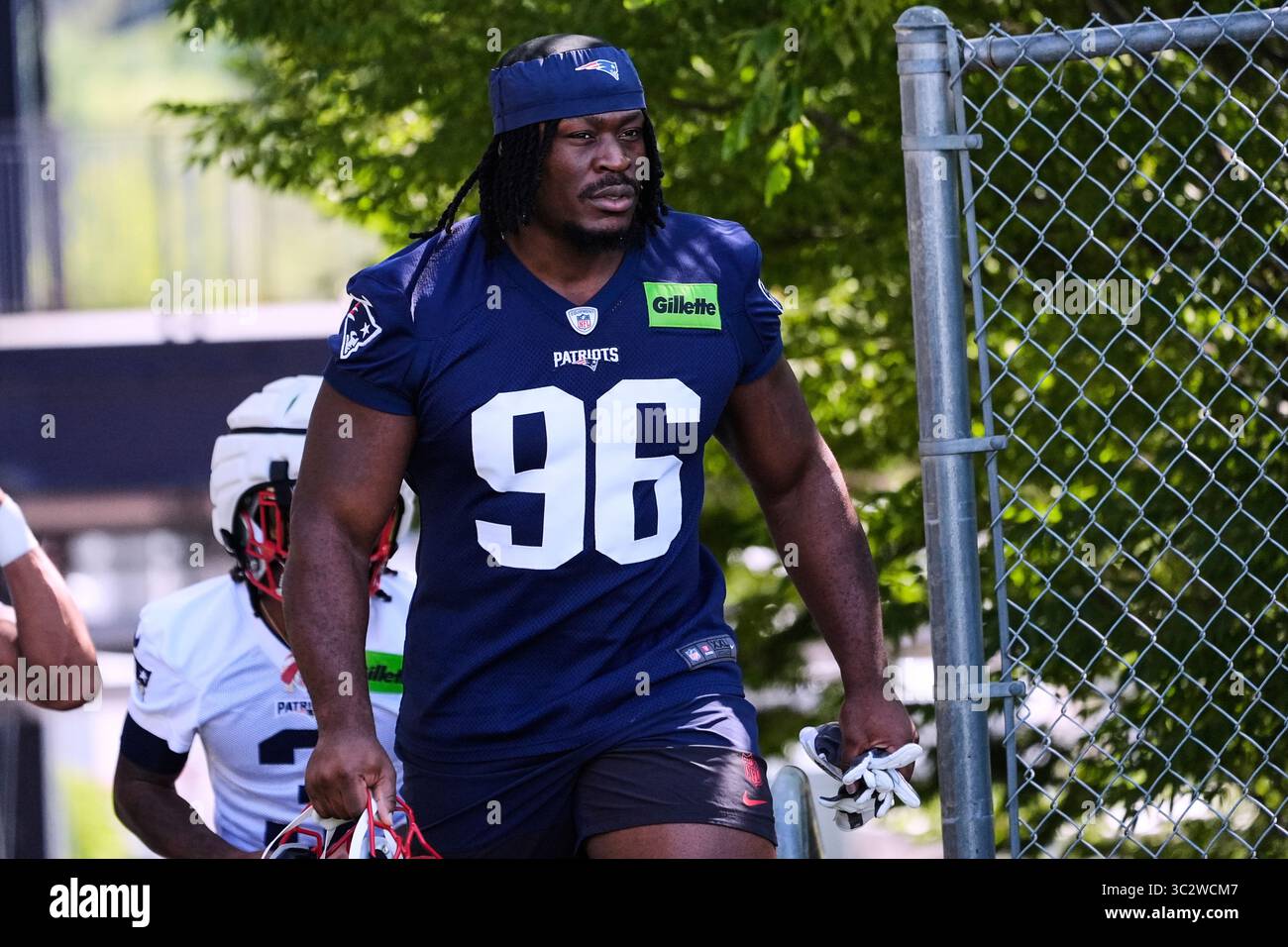 New England Patriots David Olajiga during practice at the team's NFL ...