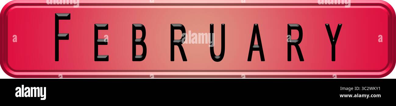 Banner button with the month February written on it. Vector ...