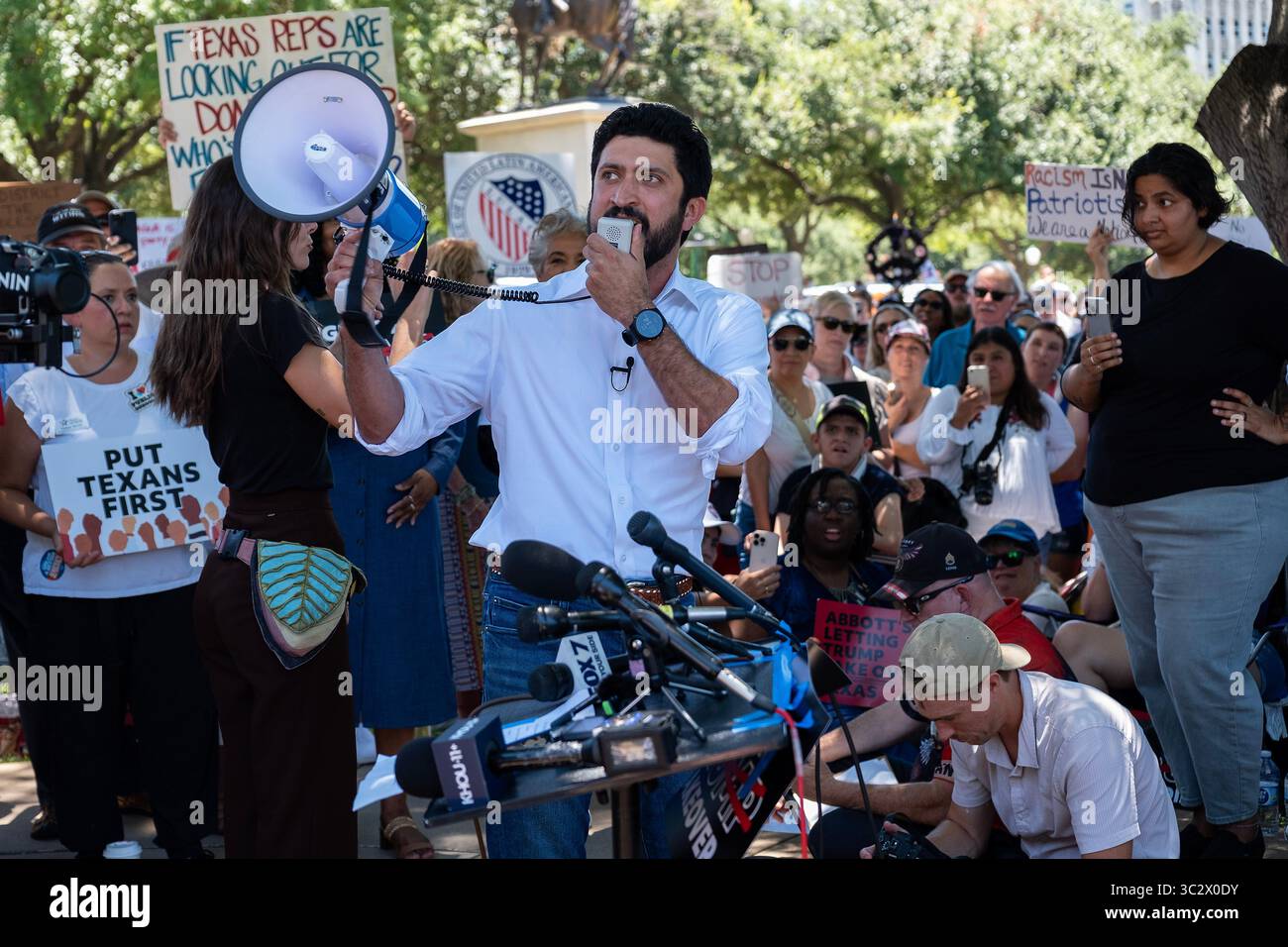 July 24, 2025: Congressman Greg Casar speaking at the South steps of ...