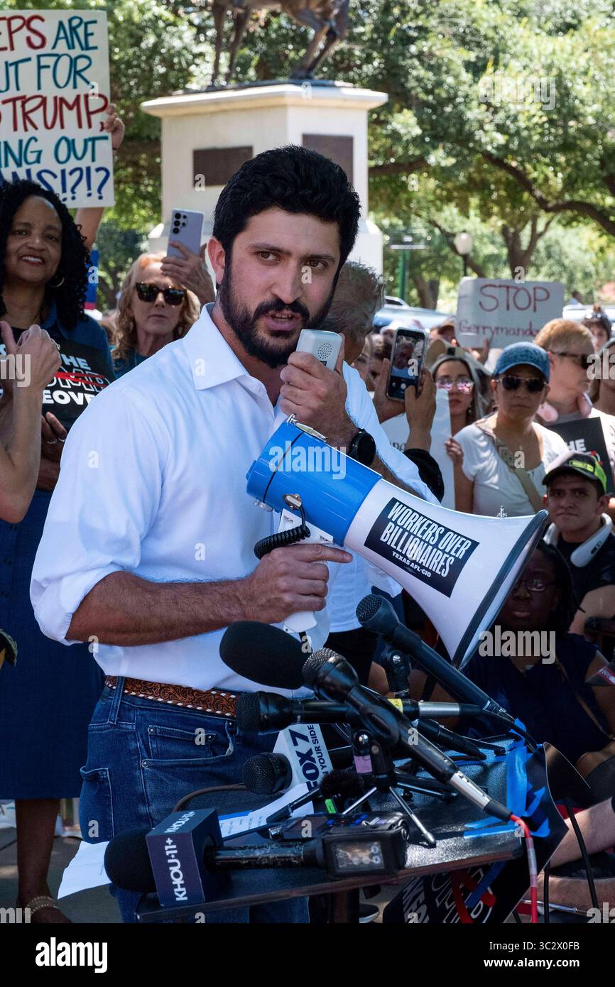 July 24, 2025: Congressman Greg Casar speaking at the South steps of ...