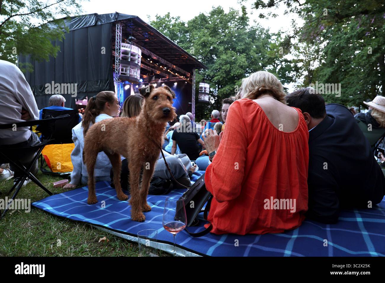 Visitors enjoy an open-air concert on the Green Hill in Bayreuth ...