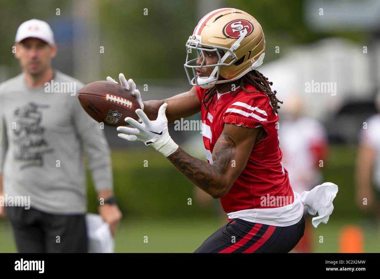 Jul 24, 2025; Santa Clara, California, USA; San Francisco 49ers wide ...