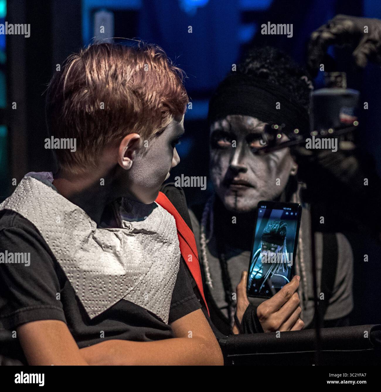 August 3, 2019, Long Beach, California, USA: A young Midsummer Scream horror convention attendee ...