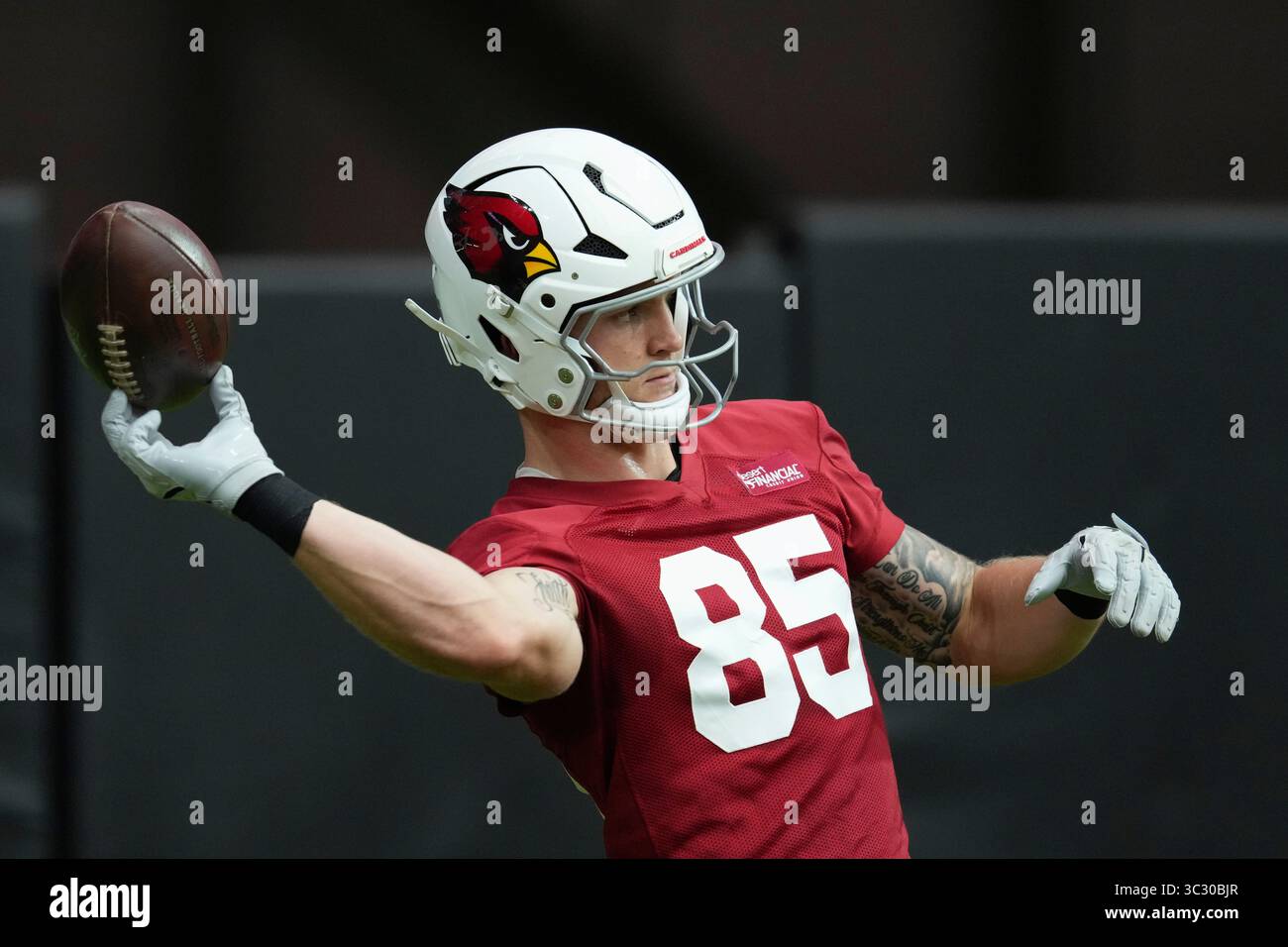 Arizona Cardinals tight end Trey McBride looks to make a throw during ...