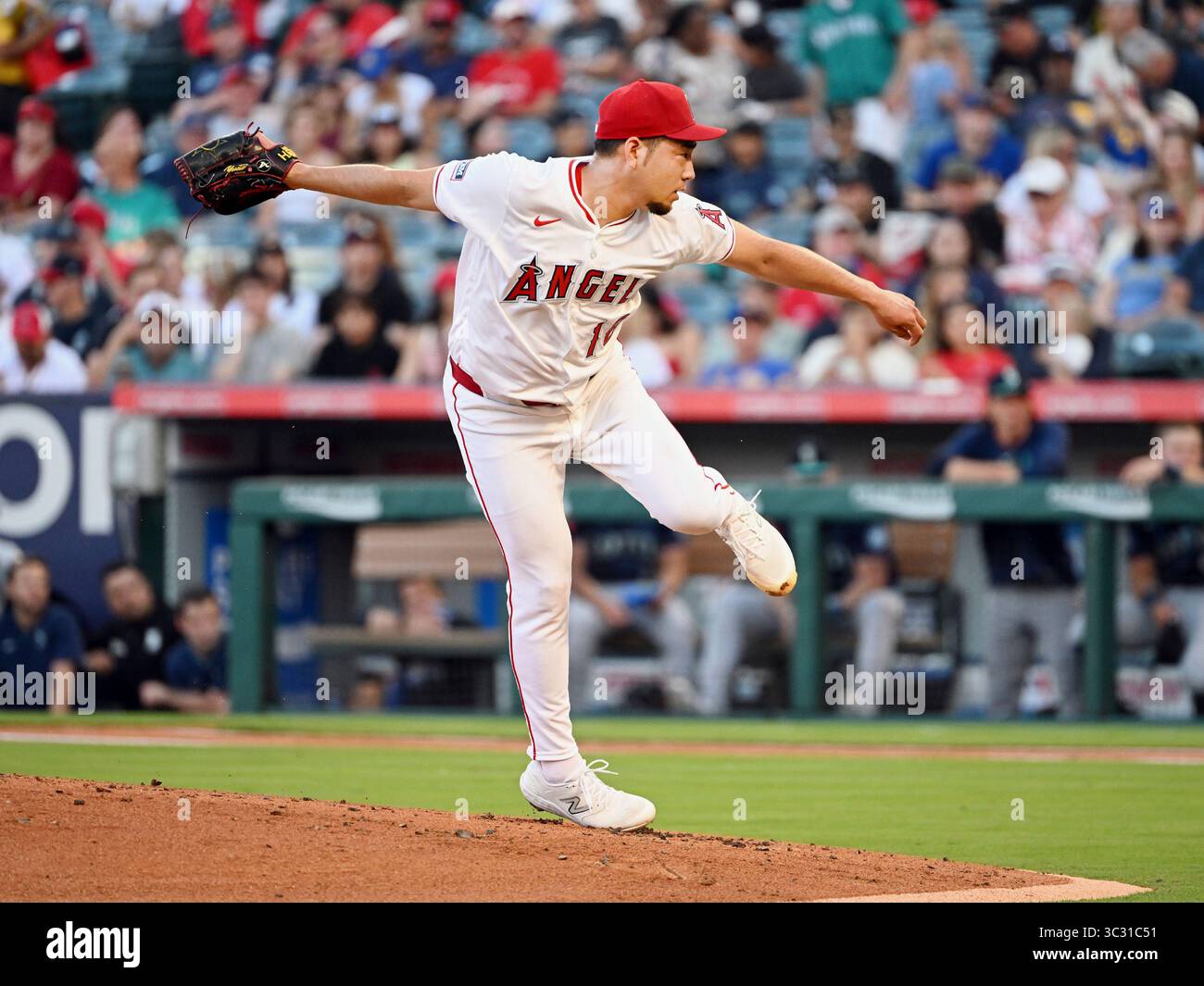 ANAHEIM, CA - JULY 24: Los Angeles Angels pitcher Yusei Kikuchi (16 ...