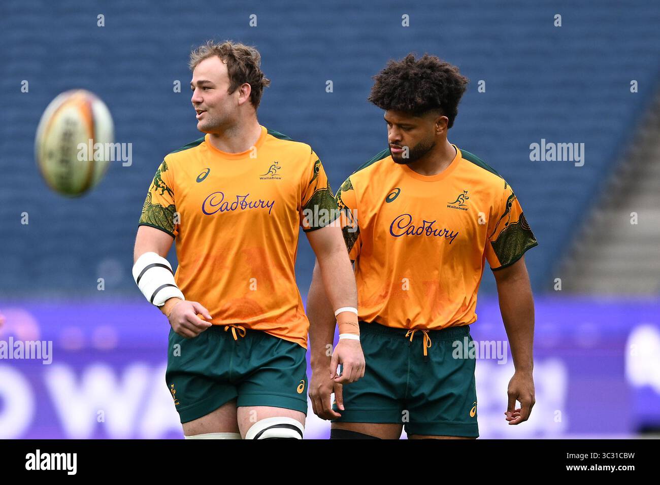 Harry Wilson of the Wallabies (left) and Rob Valetini of the Wallabies ...