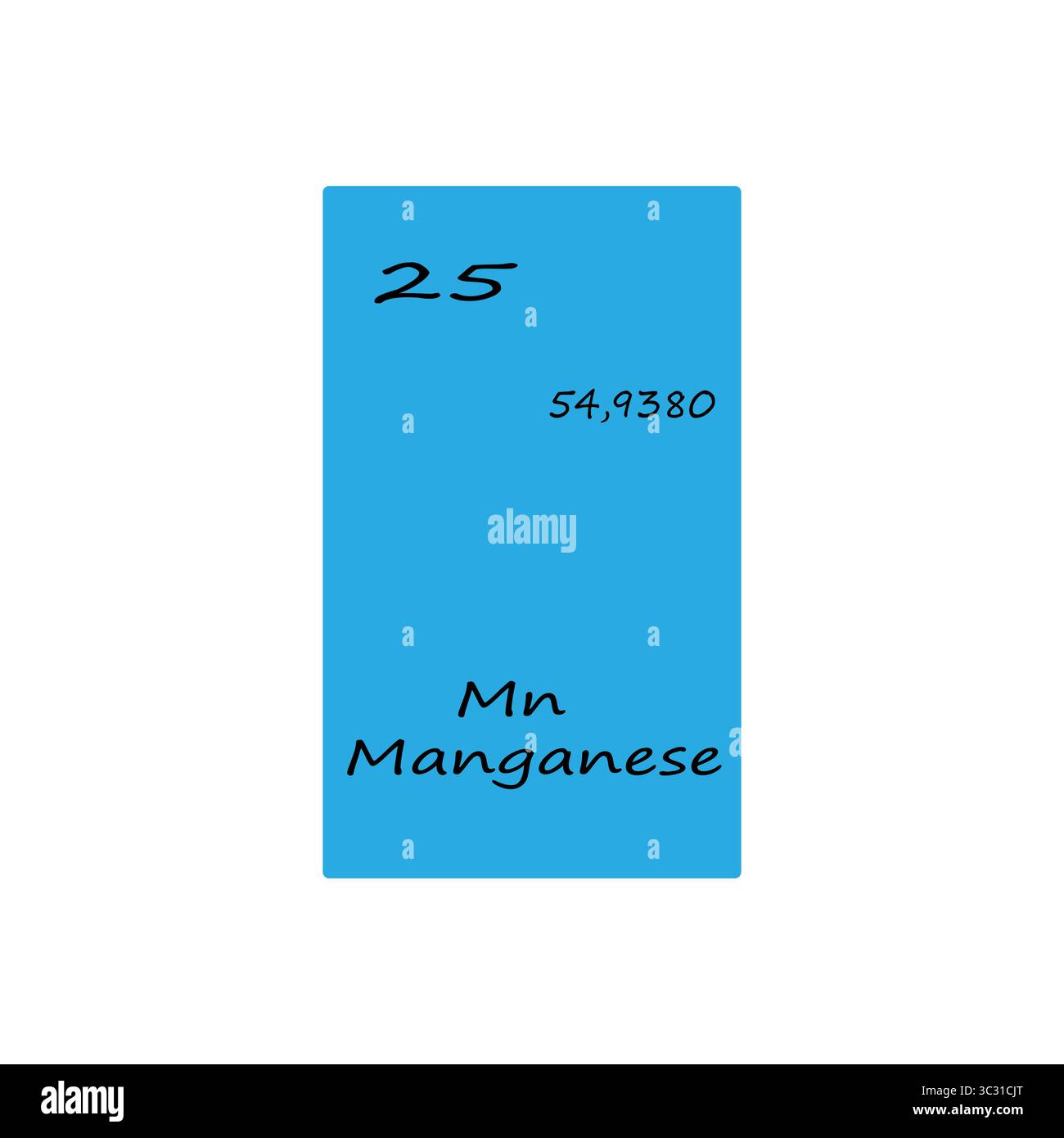 Twenty five 25 Mn. Manganese element display. Number 54 point 9380 ...