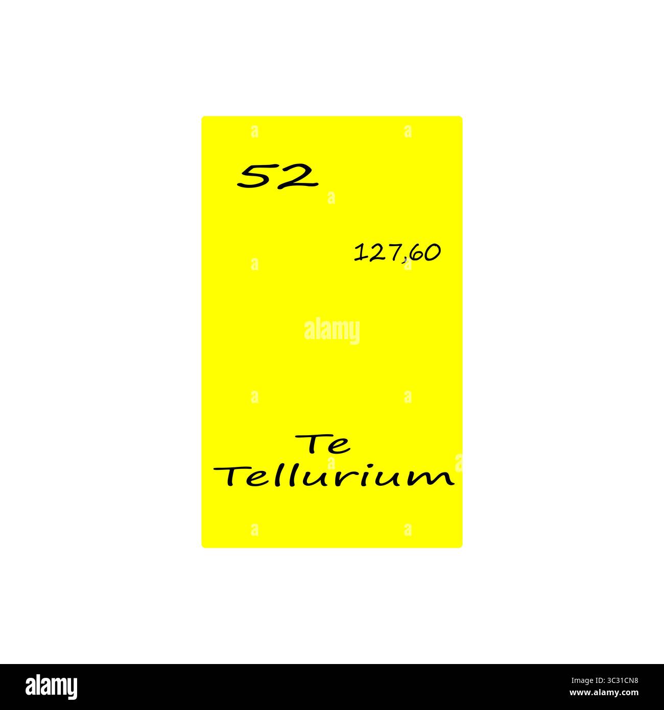 Tellurium element illustration. Fifty two atomic number. Chemical ...