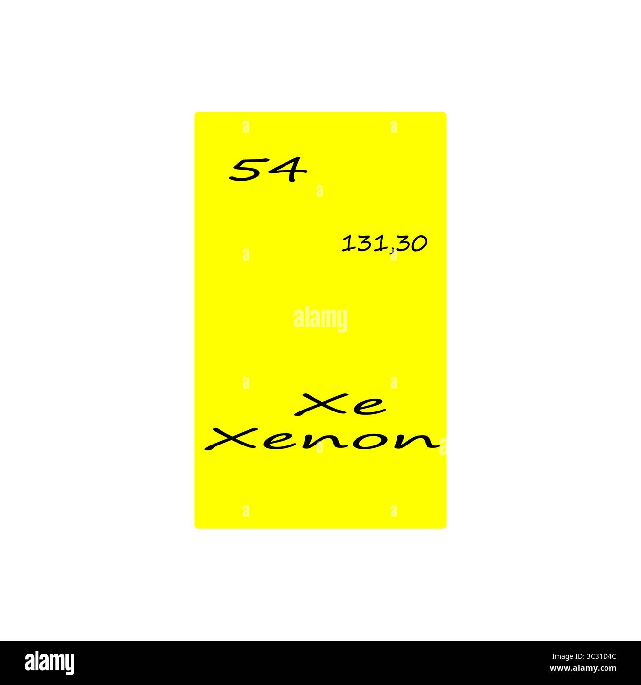 Xenon element illustration. Fifty four atomic number. Chemical symbol ...