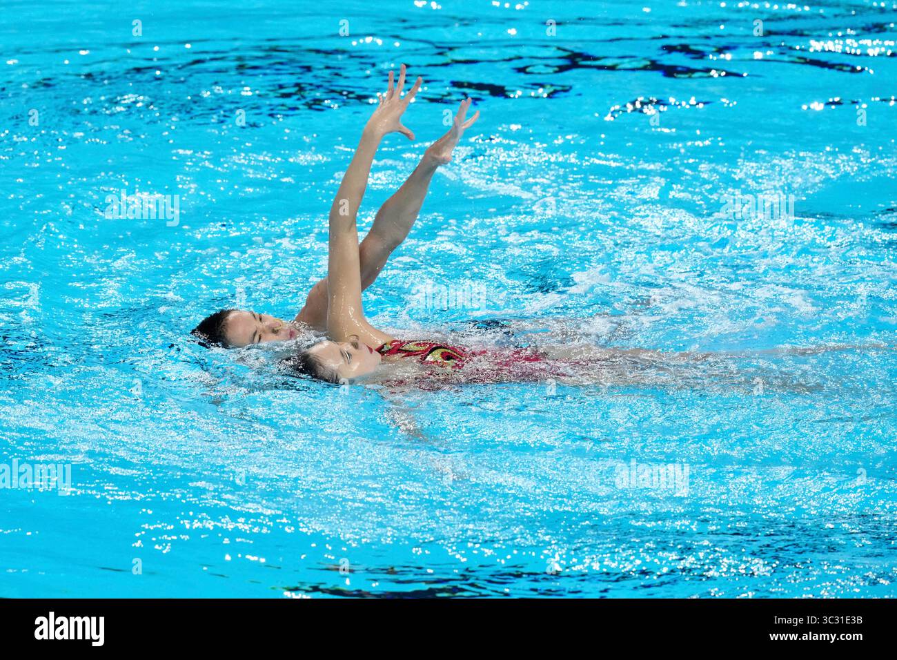Guo Muye and Liu Jinhan of China compete in the mixed duet free final ...