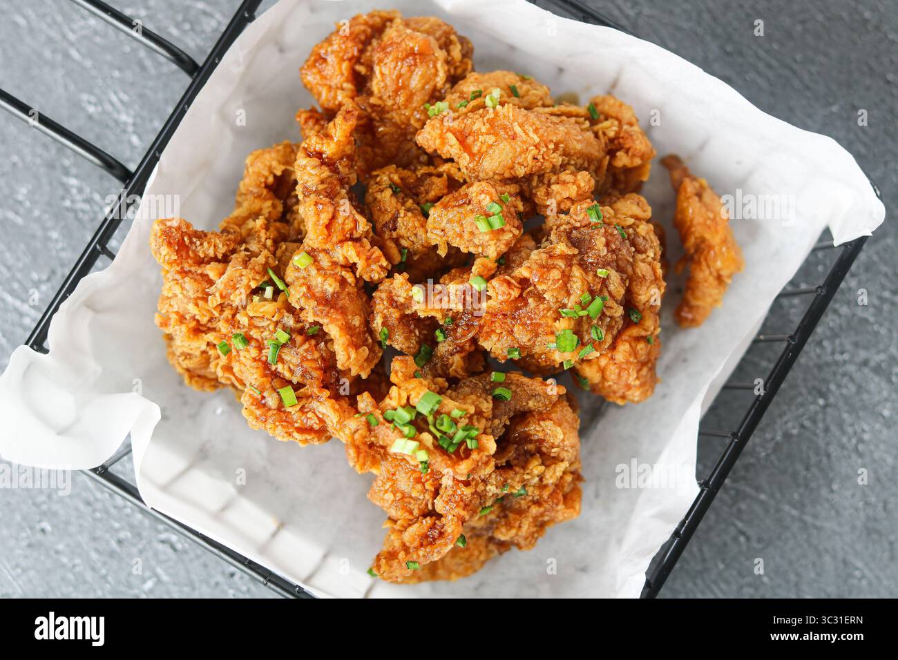 Top view of Ganjang Chicken pieces (Korean soy-garlic fried chicken ...