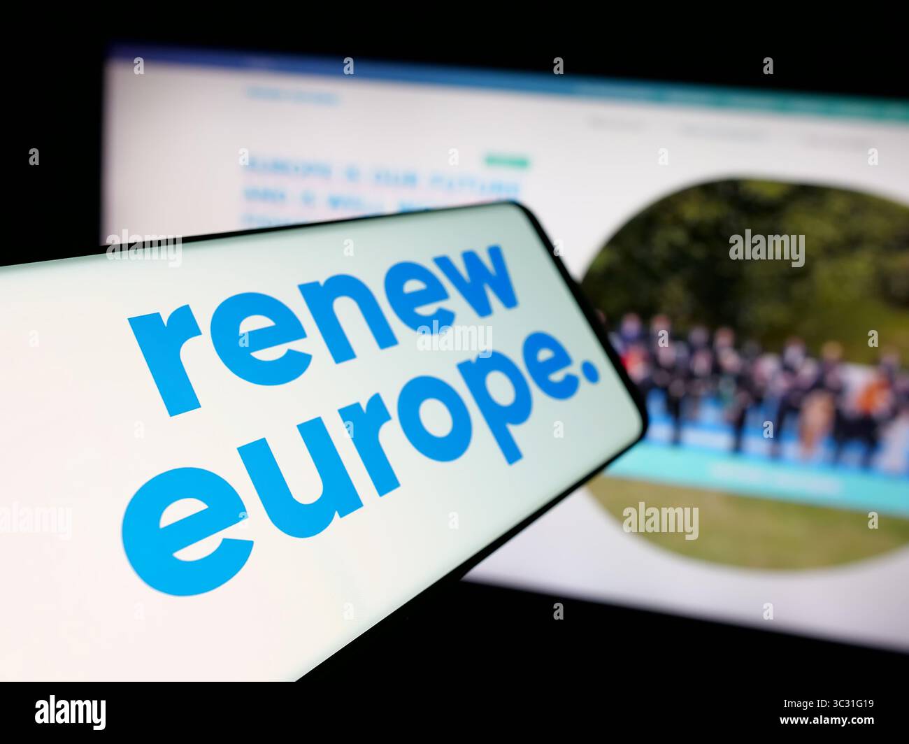 In this photo illustration, a smartphone with the logo of EU political ...