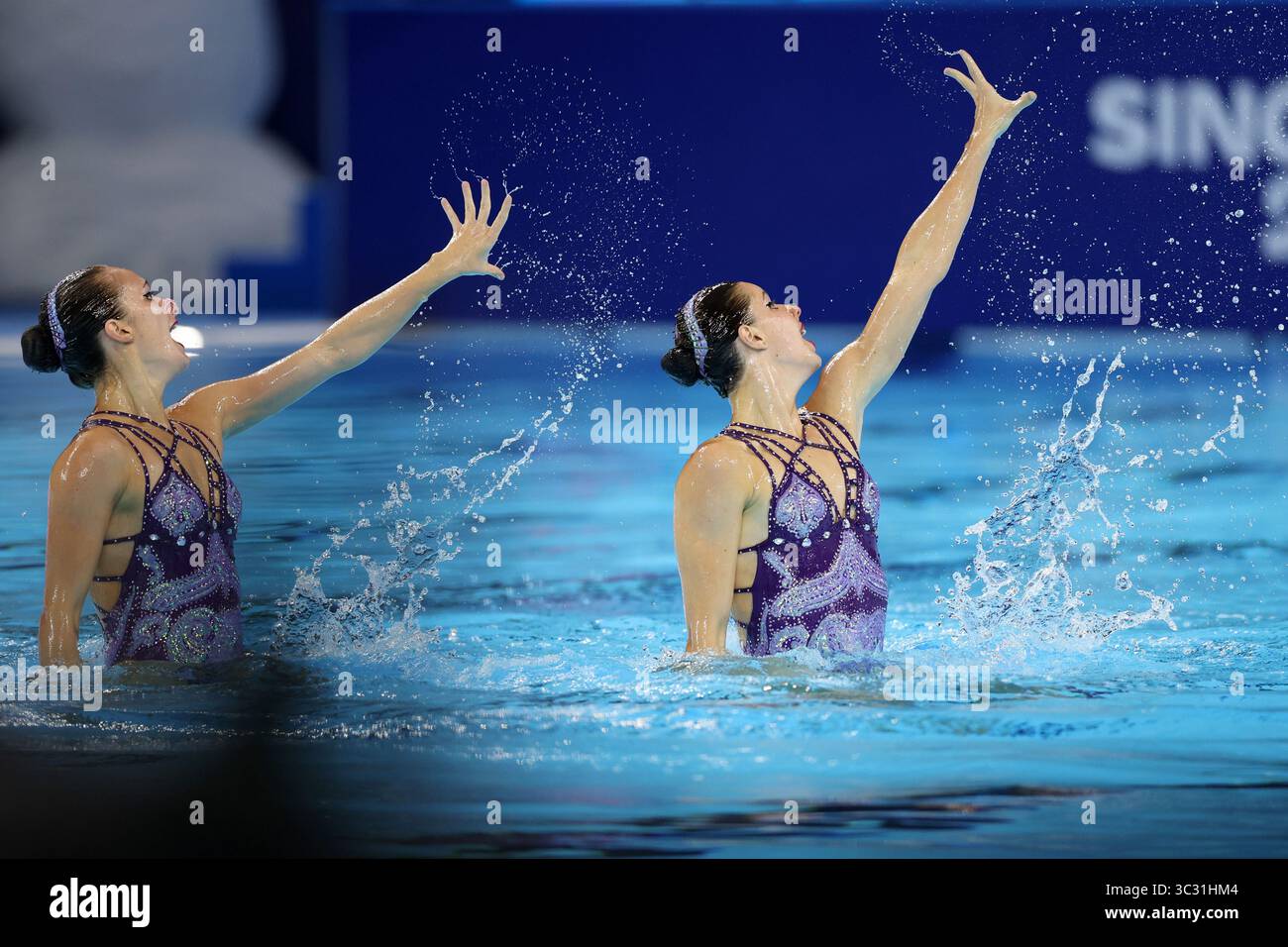 Singapore City, Singapore.24th July 2025. Spanish artistic swimming duo ...