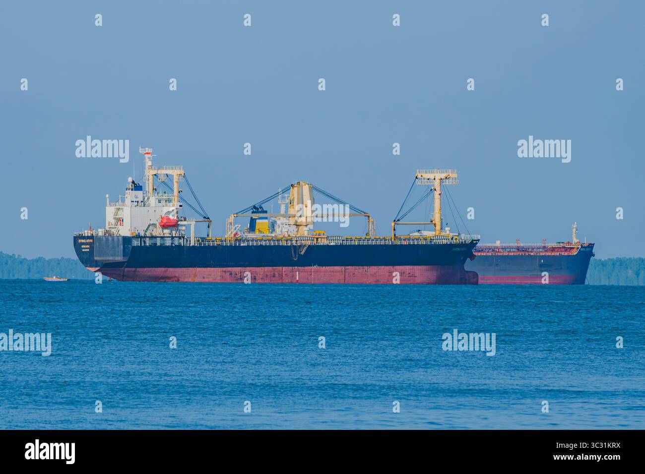Balikpapan, Indonesia - May 04th 2025. two large bulk carrier class ...