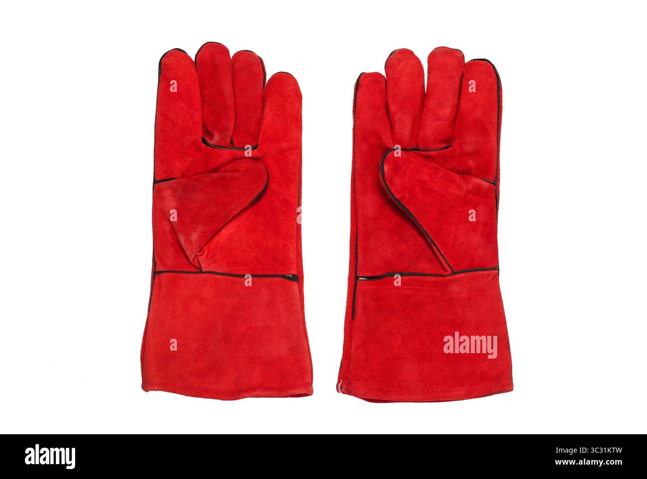 Red work gloves isolated on white background Stock Photo - Alamy