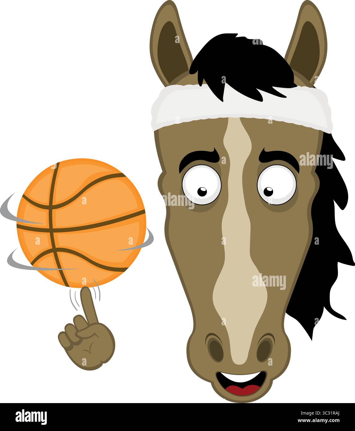 vector illustration character face horse cartoon, with a basketball ...