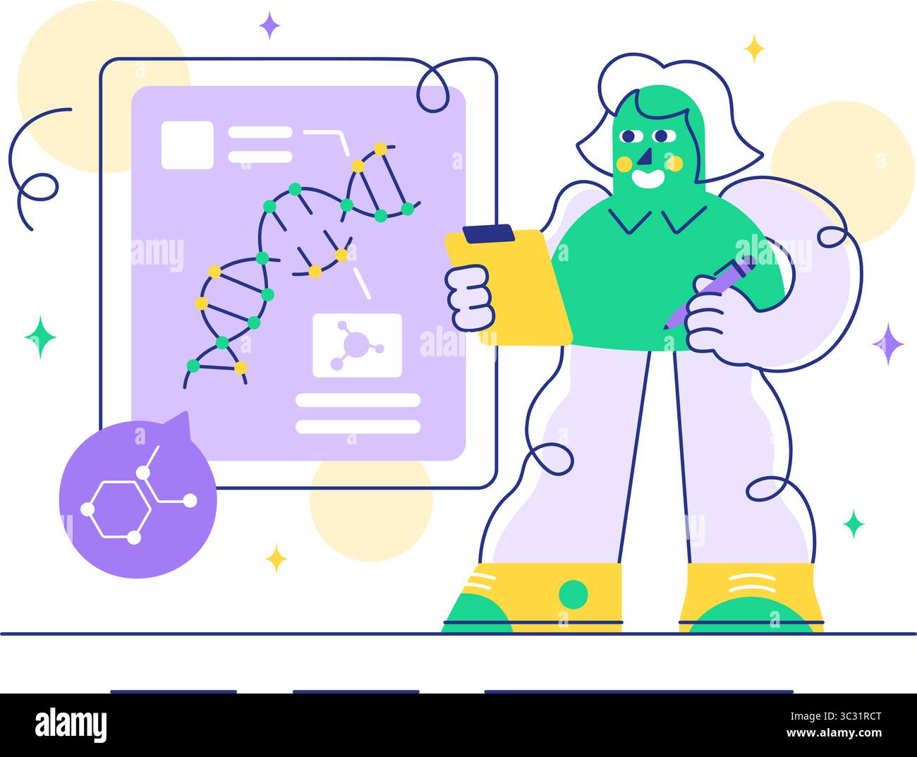 Genetics Vector Illustration featuring Science with DNA Molecule ...