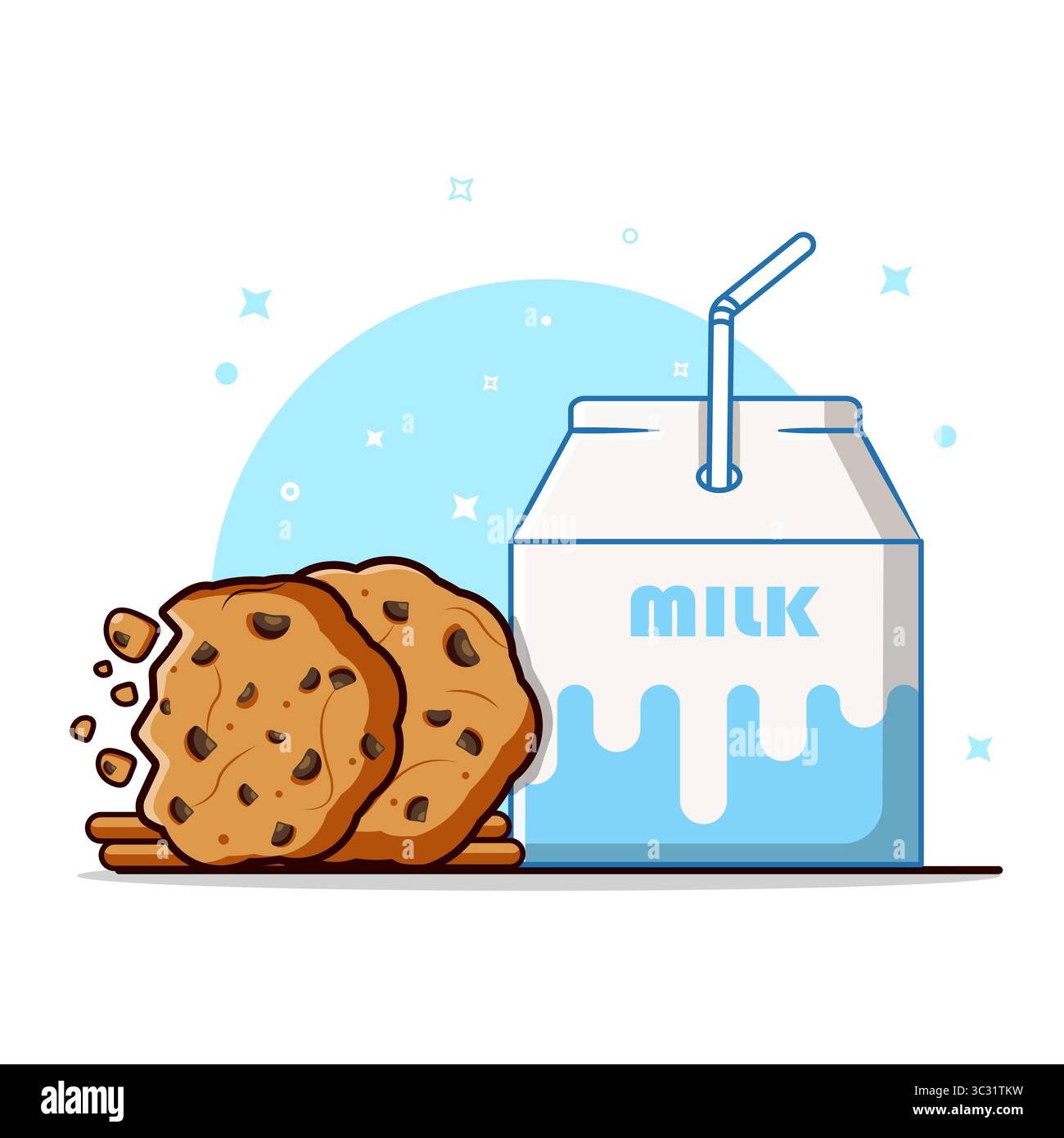 Cookies and Milk A Classic Snack Illustration Vector Cartoon Flat ...