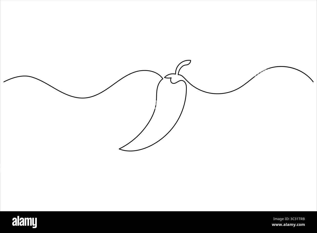 Chilli pepper icon in continuous one line minimalist design, isolated ...