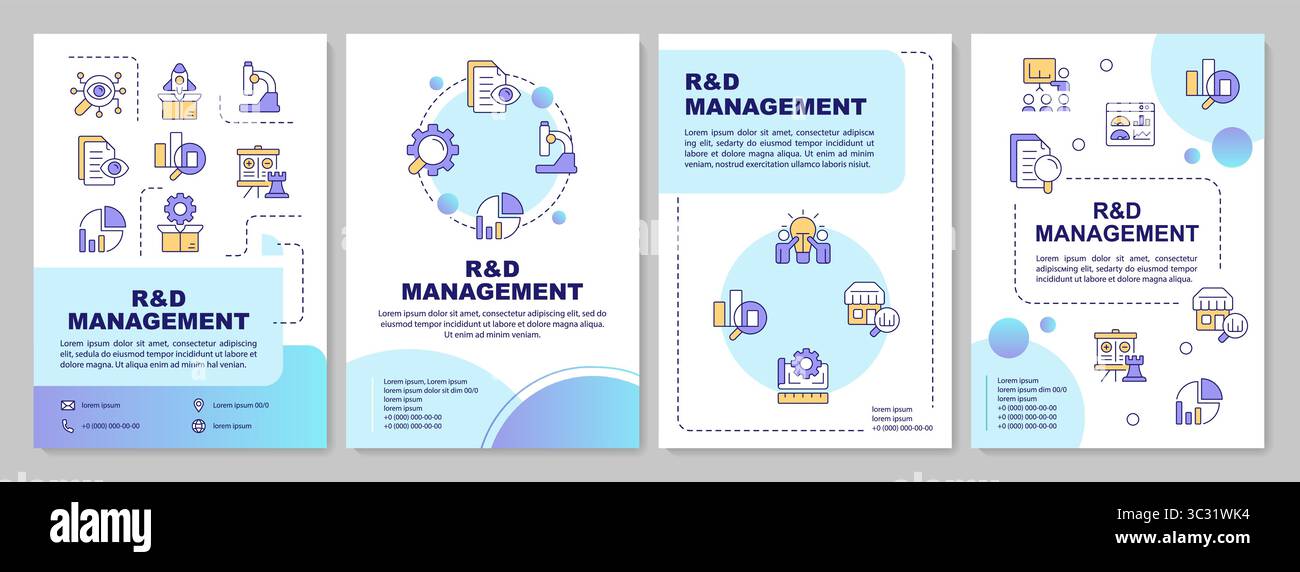 Research and development management blue circle brochure layout Stock ...