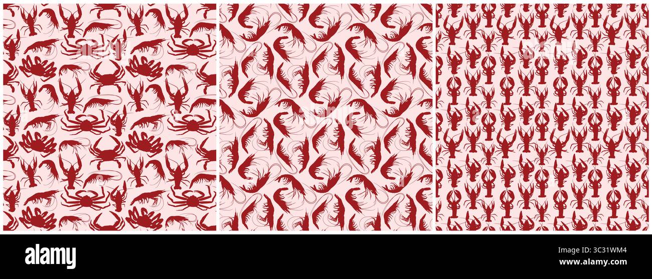 Seamless background with crabs, shrimp and crawfish Stock Vector Image ...
