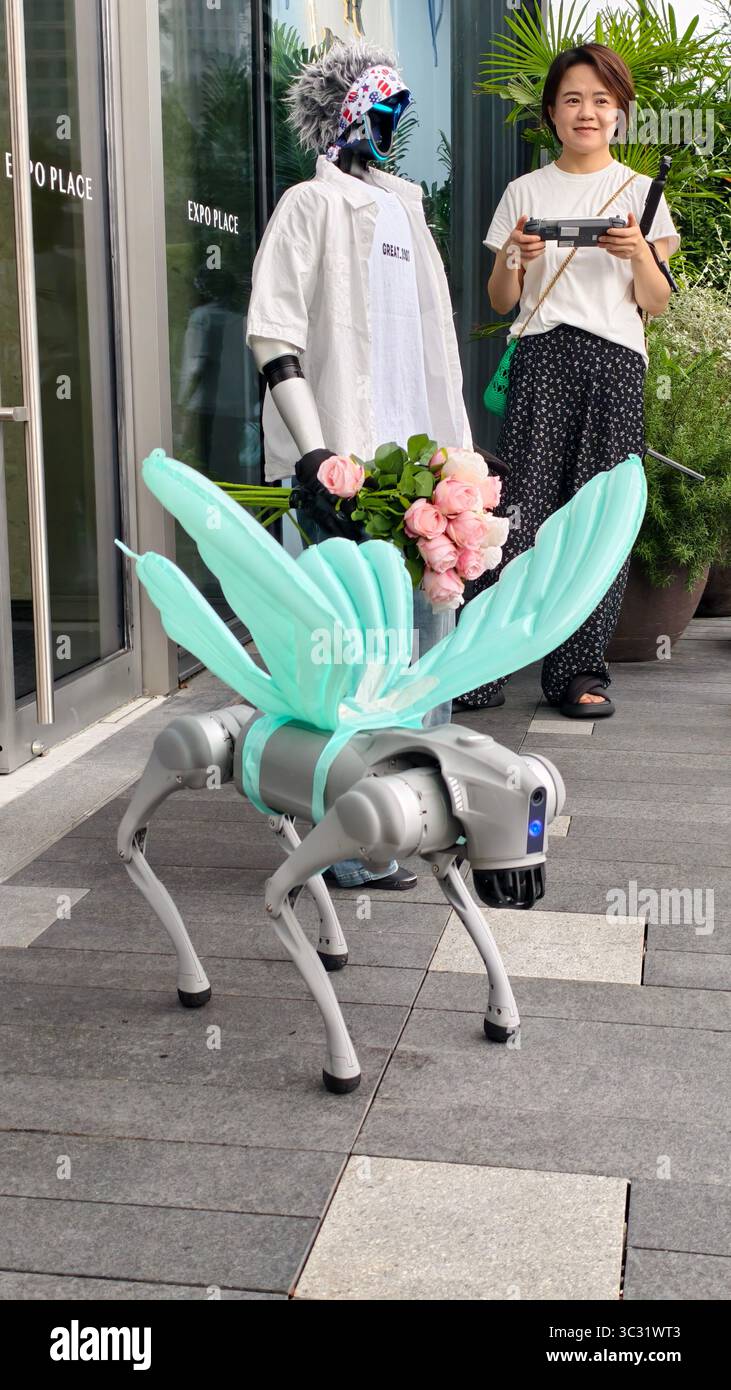 SHANGHAI, CHINA - JULY 24, 2025 - The fashionably dressed humanoid ...