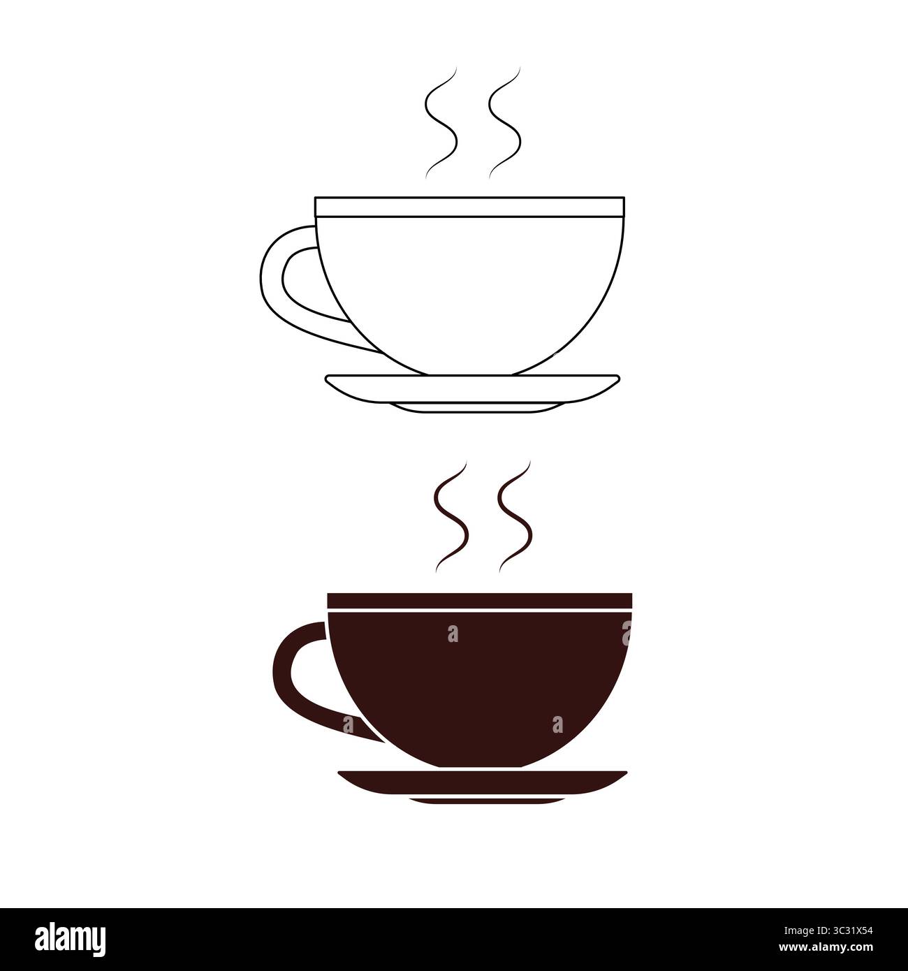 Outline and silhouette Icon of a Hot Cup of Coffee Vector Stock Vector ...