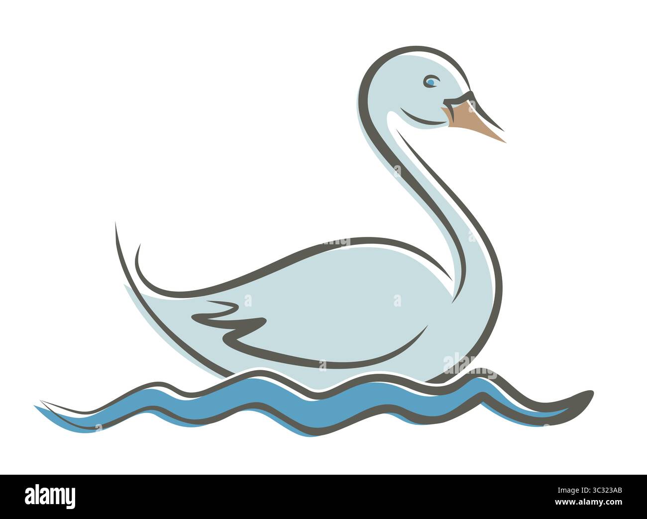 Floating swan with a blue wave Stock Vector Image & Art - Alamy