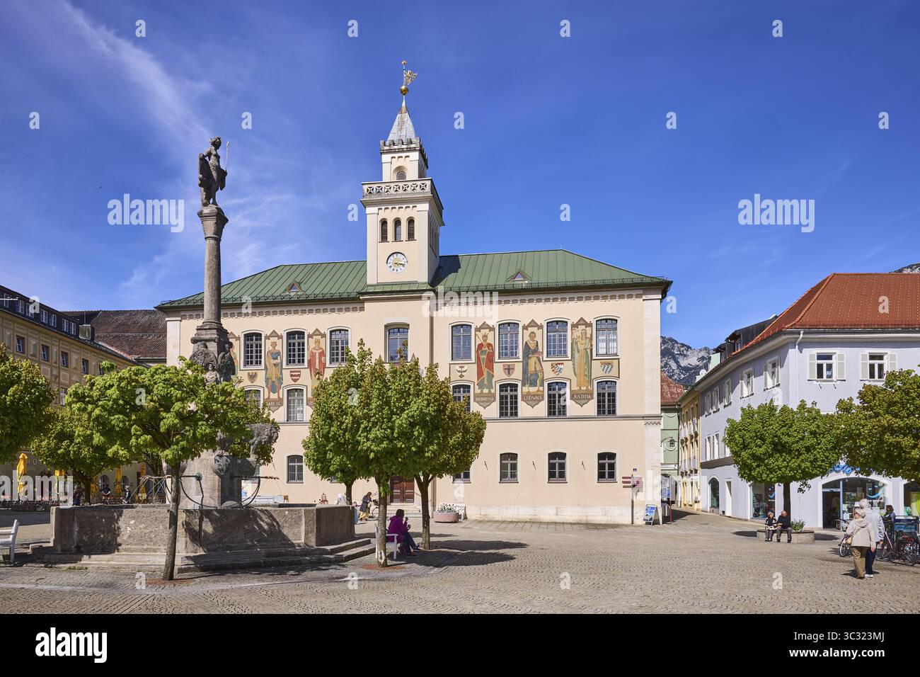Historic town hall, frescoes, visual artist Josef Hengge ...