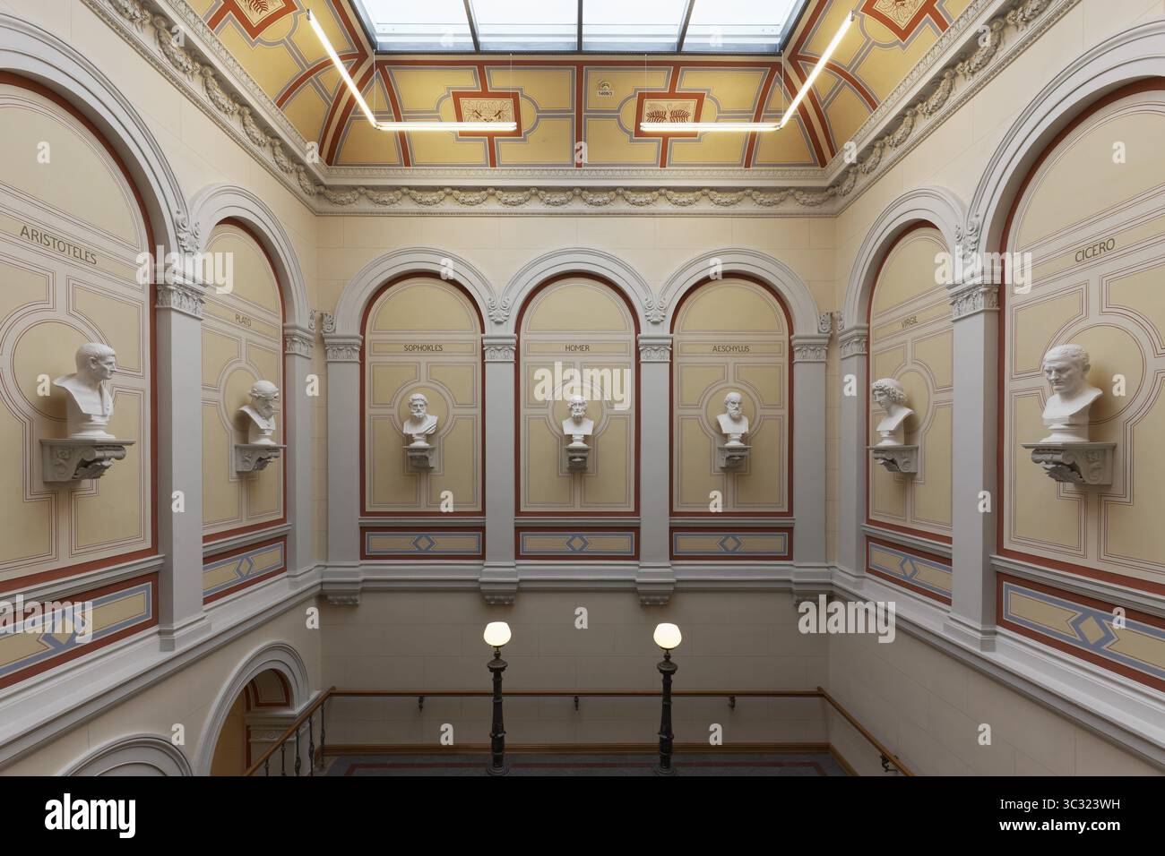 Staircase with busts of ancient Greek and Roman scholars, main building ...