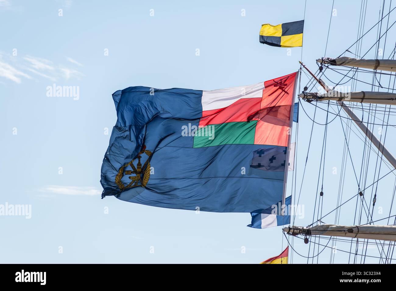 The flag of the Omani Royal Navy or Naval Ensign of Oman Stock Photo ...