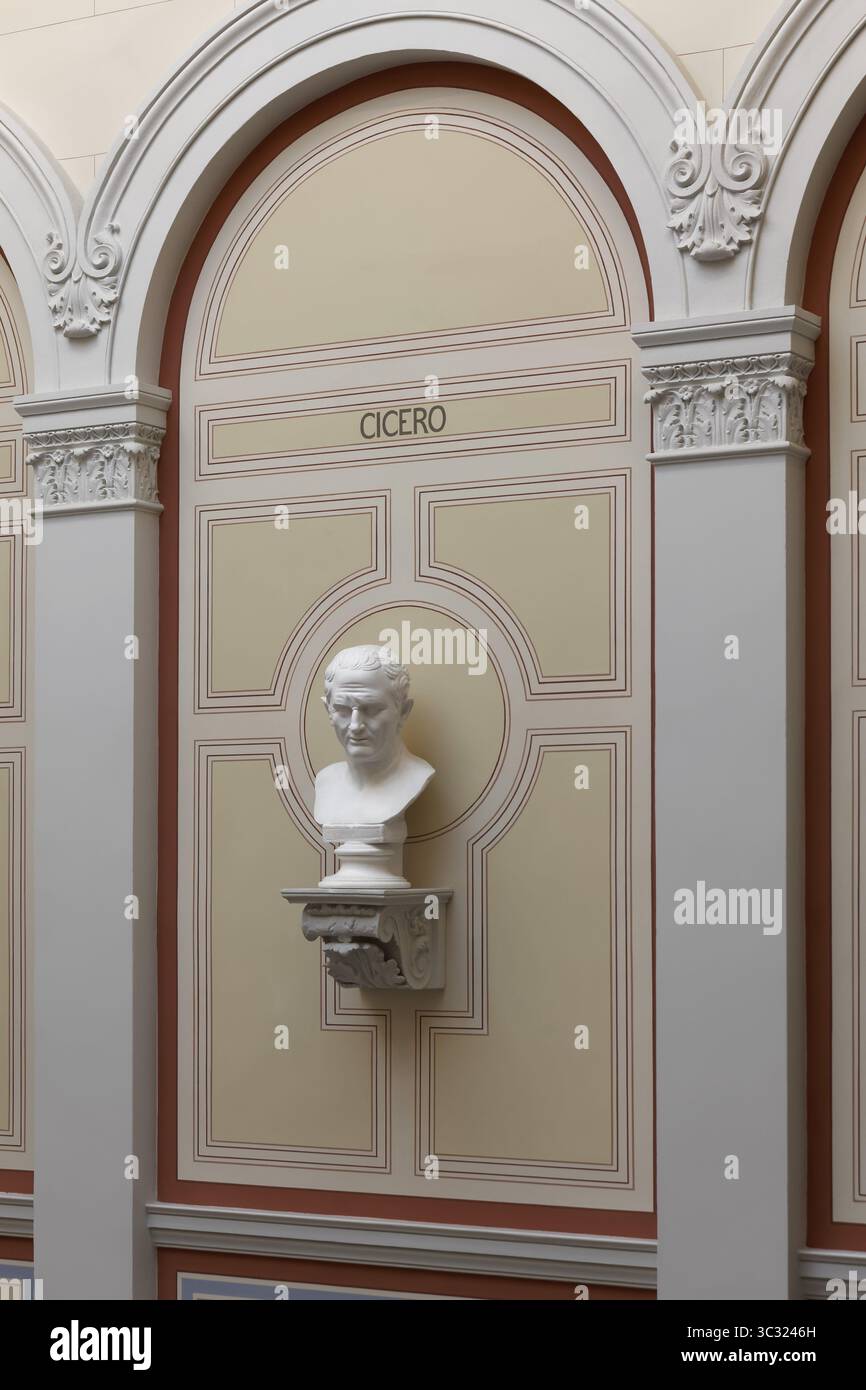 Cicero, ancient Roman orator and philosopher, bust in the stairwell ...